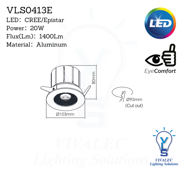 VLS 0393E LED Eyeball Spotlight - Vivalec Lighting Sdn Bhd