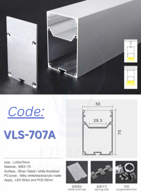VLS 707A Aluminum Profile for Office - Vivalec Lighting Sdn Bhd