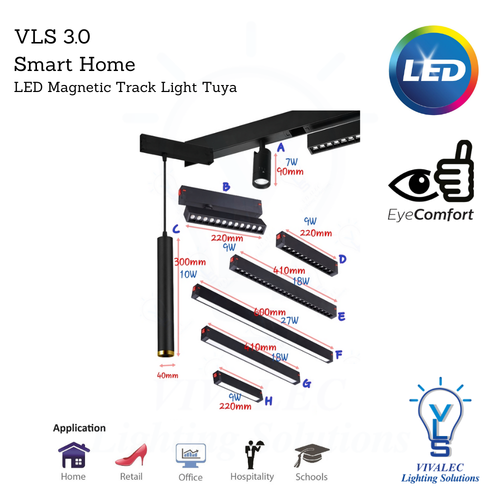VLS 3.0 240V LED MAGNETIC TRACK LIGHT TUYA SMART HOME - Vivalec Lighting Sdn Bhd