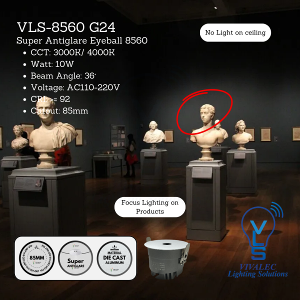 VLS-8560 G24 Super Antiglare LED Eyeball Museum Light UGR