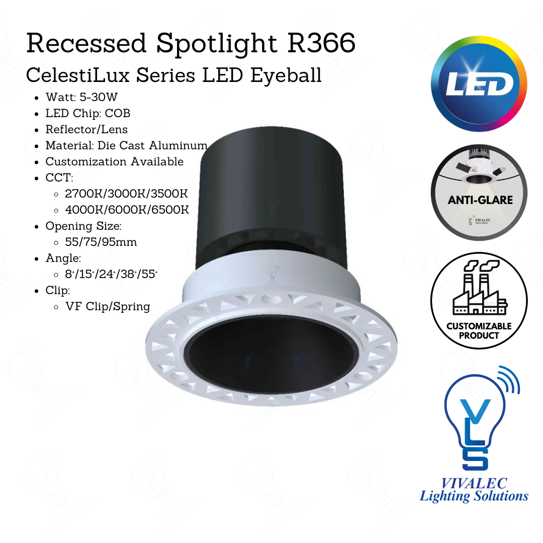 Recessed Spotlight R366 – CelestiLux Series LED Eyeball - Vivalec ...