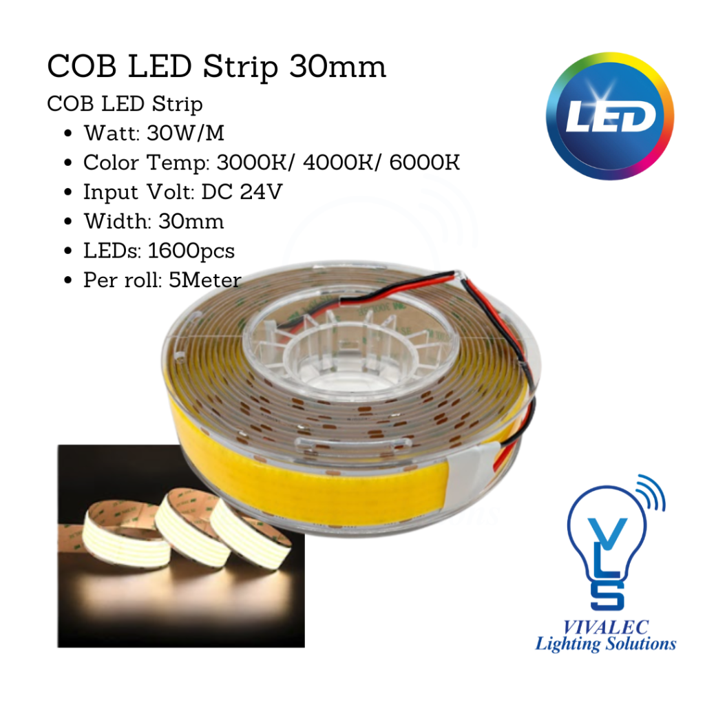 COB LED Strip 30mm 30w 24V (1600pcs) - Vivalec Lighting Sdn Bhd
