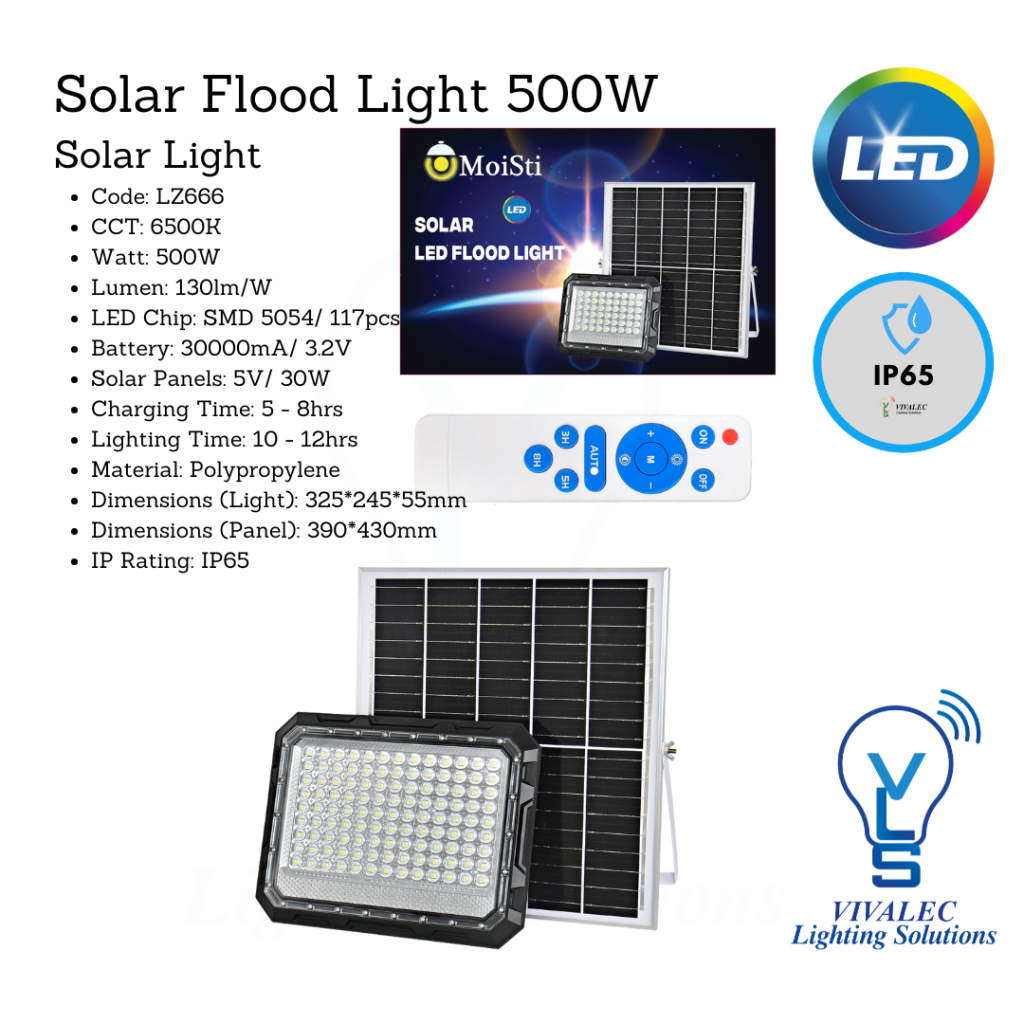 Solar Flood Light LZ666 – 400W / 500W, High Lumen, IP65 Waterproof ...