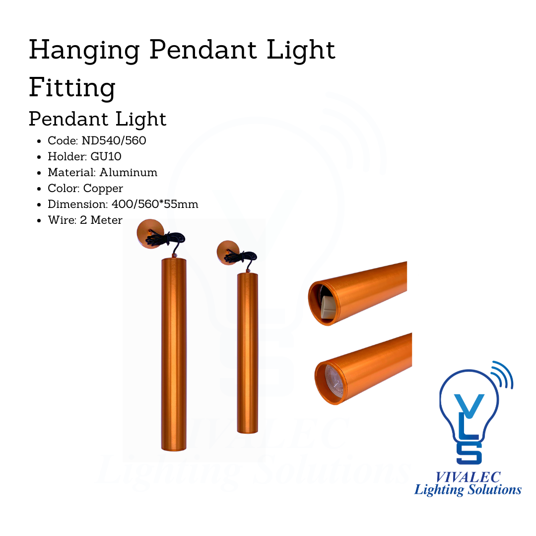 Hanging Pendant Light Fitting – ND540 / ND560, Elegant Copper Finish ...