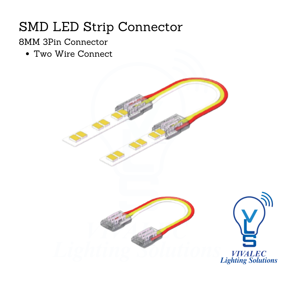 8mm 3Pin SMD for CCT LED Strip Connector Lights Transparent Solderless ...