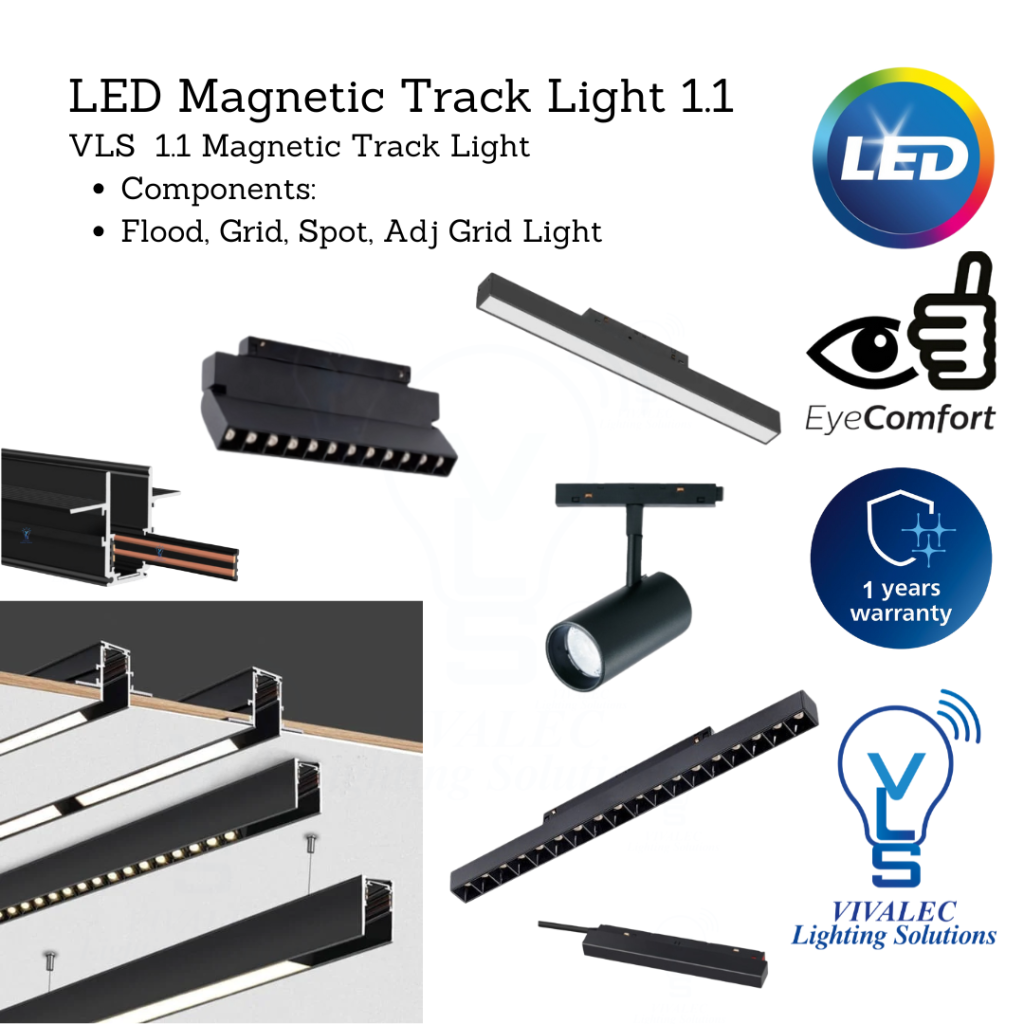 VLS 1.1 Magnetic Track Light Recessed Surface Ceiling Track Light ...
