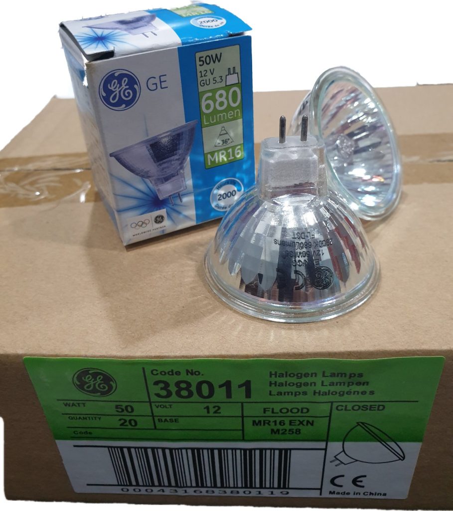 GE HALOGENS BULB 12V 50W MR16 38011 - Vivalec Lighting Sdn Bhd