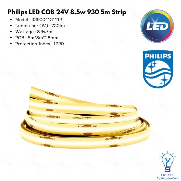 Philips LED COB 24V 5m 8.5W/13W Strip - Vivalec Lighting Sdn Bhd