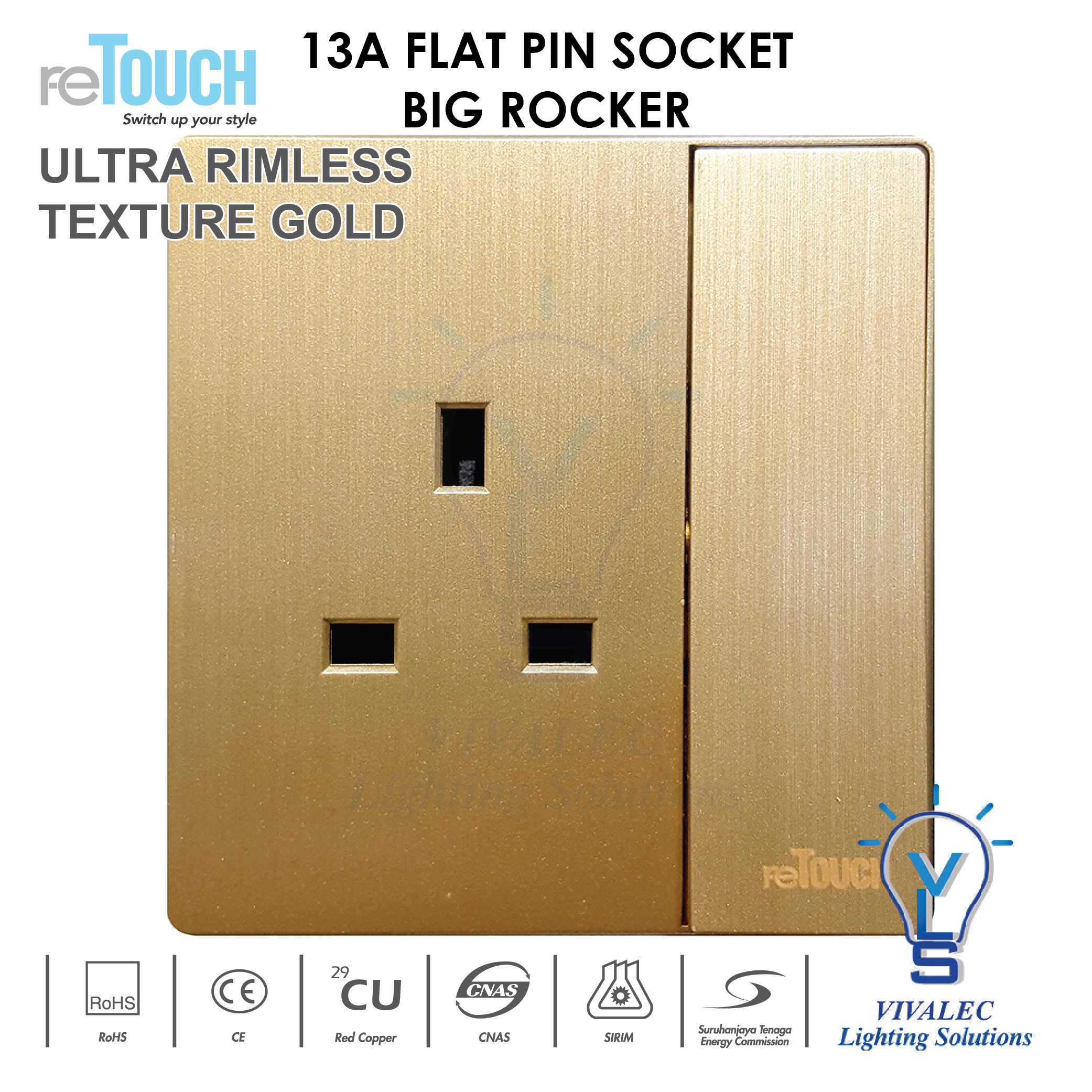 RETOUCH Ultra Rimless Socket 13A, Multiple USB, 15A, Phone Shelf ...