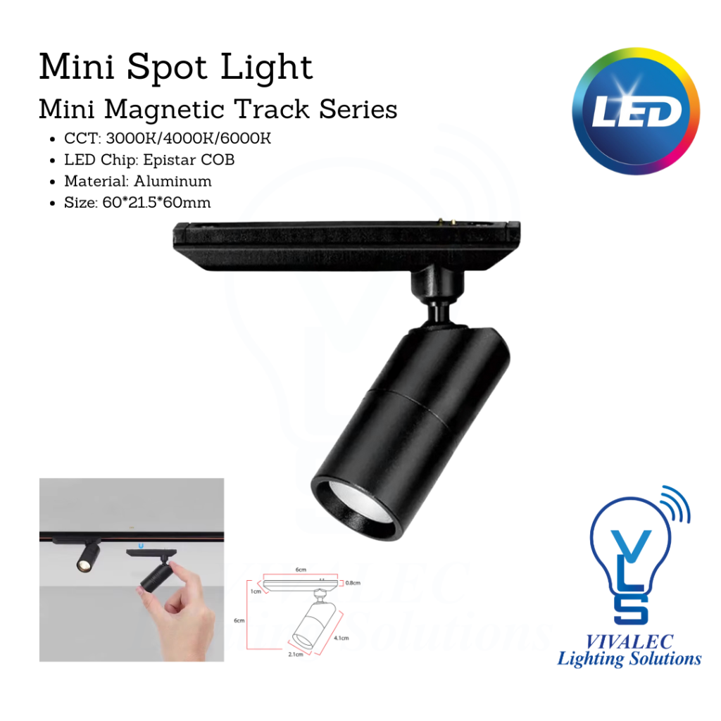 MT10 Mini Magnetic Track Spotlight 1Watt - 3000K, 4000K, 6000K Options ...