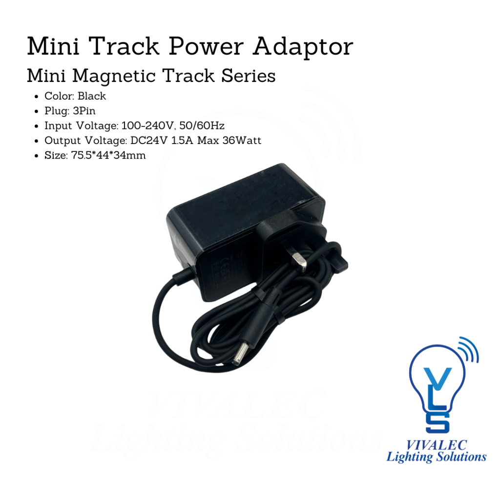 MT10 Power Adaptor for Mini Magnetic Track System - 3Pin Plug, DC24V 1 ...